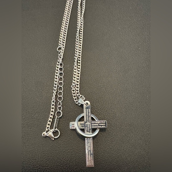 Accessories | Mens Stainless Steel Silver Cross With Our Father Prayer ...